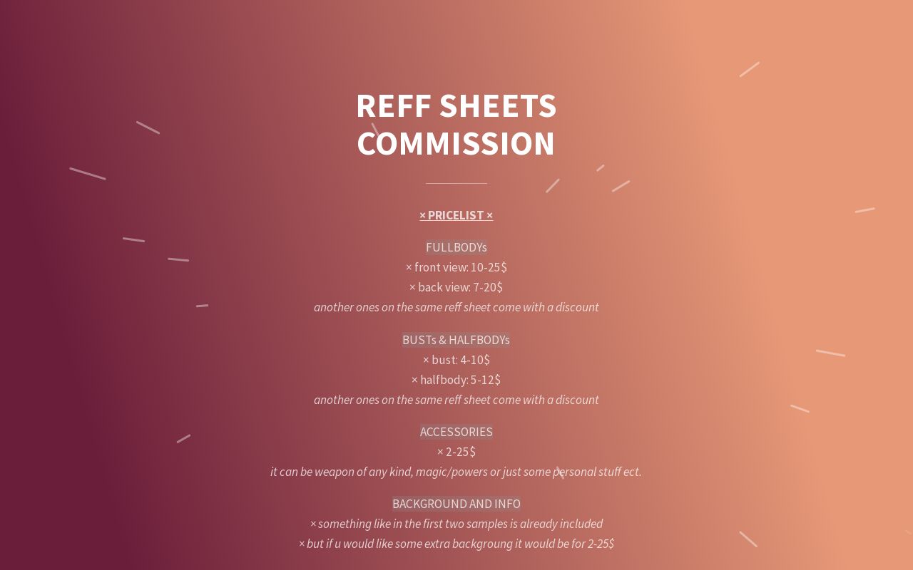 REFF SHEETS COMMISSION